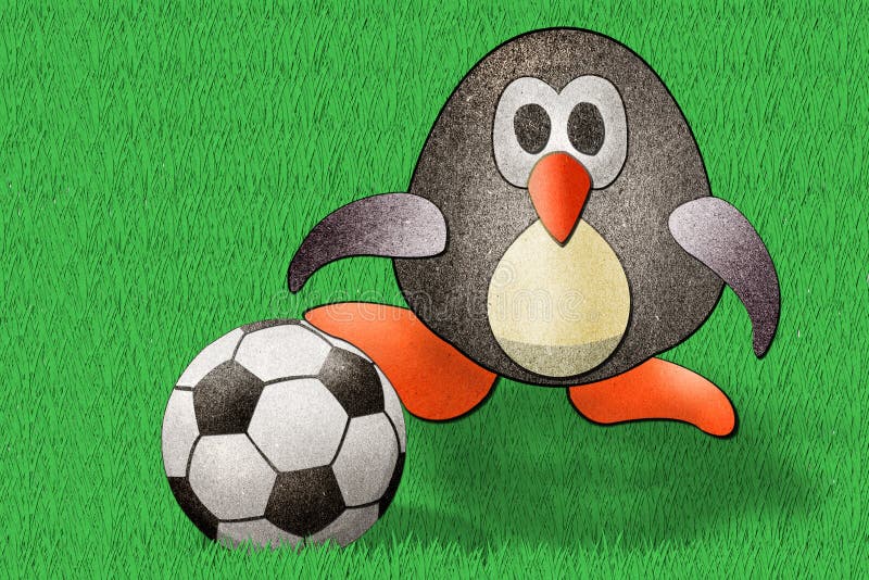 The Penguin Is A Football Player. Cartoonish Animal Character Stands ...