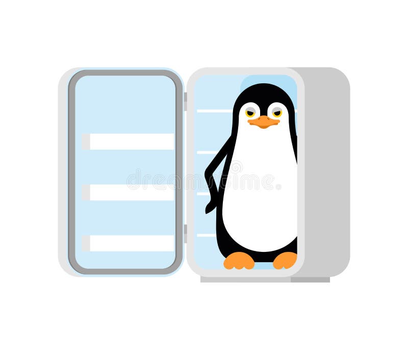 Penguin in Fridge. Flightless Seabird Stock Vector - Illustration of ...