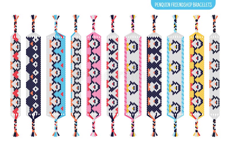 Penguin Handmade Friendship Bracelets Set of Threads or Beads. Macrame ...