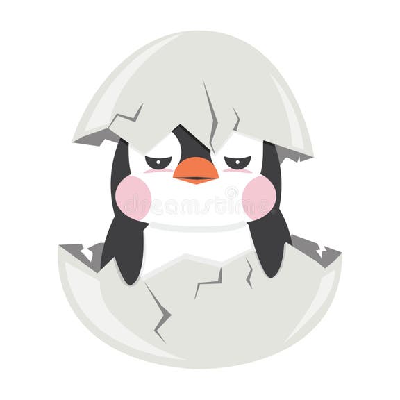 Penguin Hatching from a White Egg Stock Vector - Illustration of ...