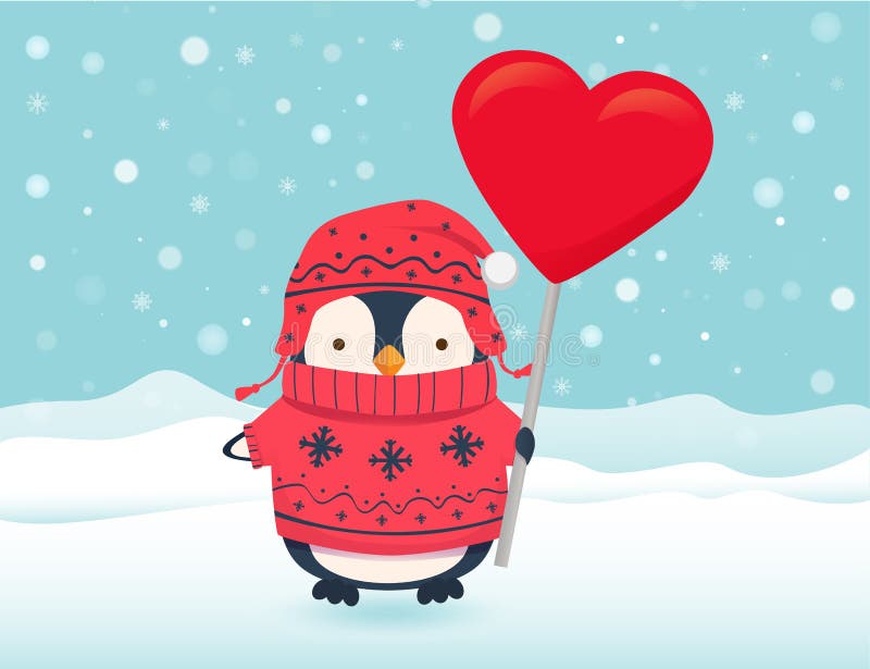 Penguin holding heart stock illustration. Illustration of vector ... Penguin holding heart stock illustration. Illustration of vector ...