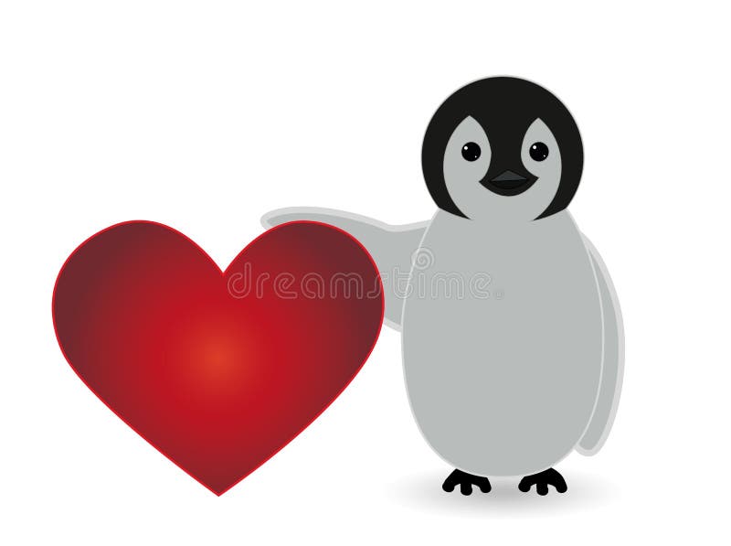 Penguin holding love sign stock illustration. Illustration of romantic ...