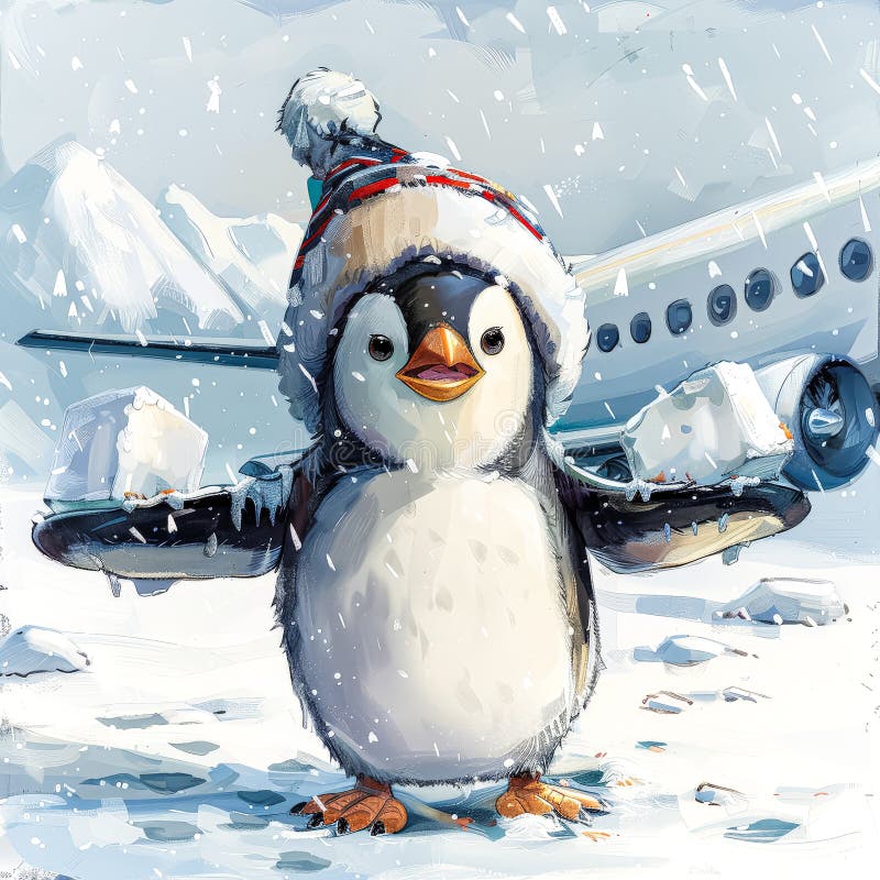 A Penguin is Holding Two Snowballs in His Paws Stock Photo - Image of ...