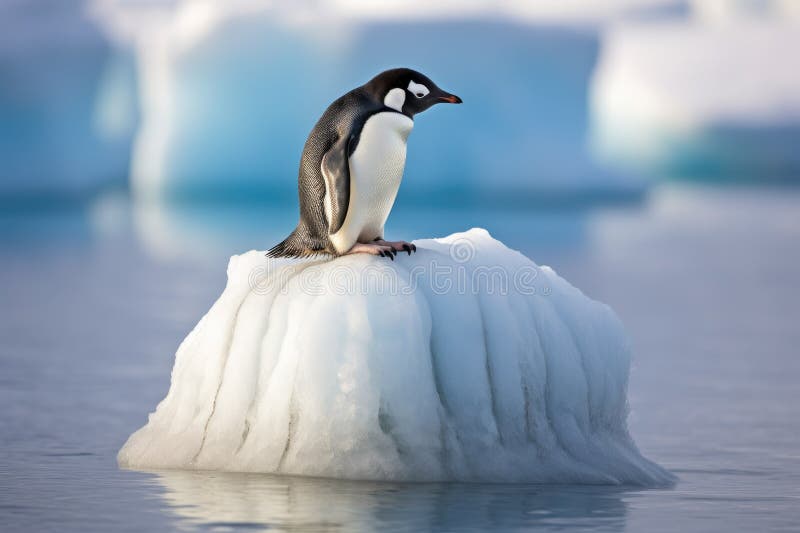 Penguin on Ice Floe Antarctic, Penguin Float on the Ice Floe in the ...