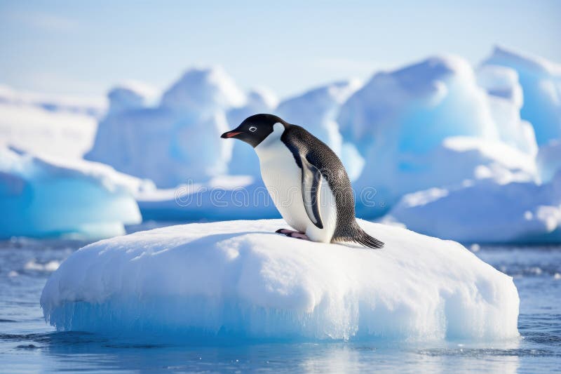 Penguin on Ice Floe Antarctic, Penguin Float on the Ice Floe in the ...