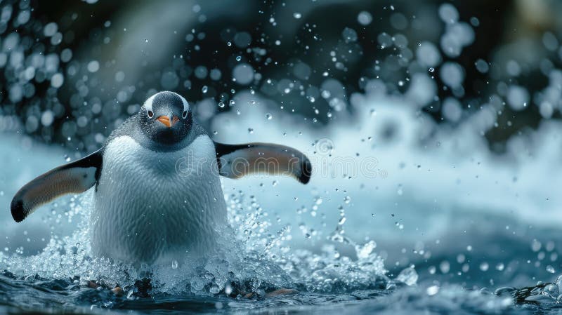Penguin on an Ice Floe in the Water Stock Photo - Image of adelie ...