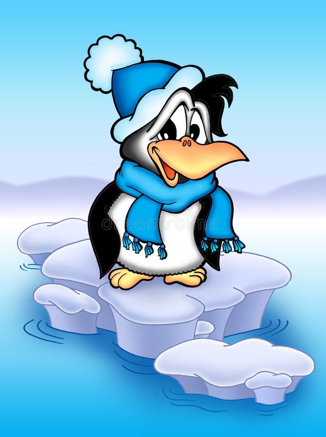 Image Illustration of Cute Penguin Standing on Iceberg Stock Vector ...
