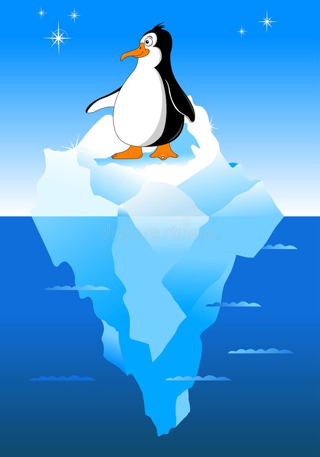 Penguin on iceberg stock illustration. Illustration of bird - 56351254