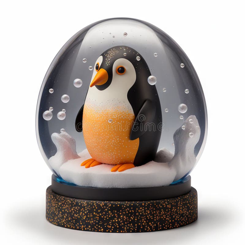 A Penguin Inside of a Snow Globe with Bubbles on it Stock Illustration ...