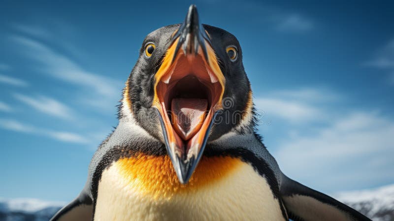 A Penguin with Its Mouth Open. Generative AI. Stock Illustration ...