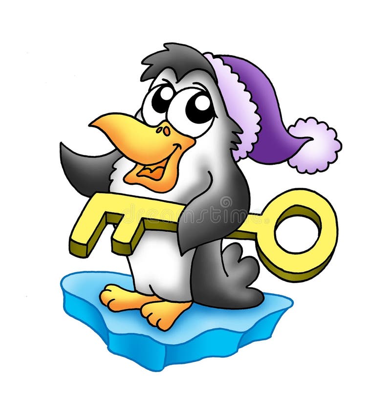 Penguin with key stock illustration. Illustration of colorful - 5430201