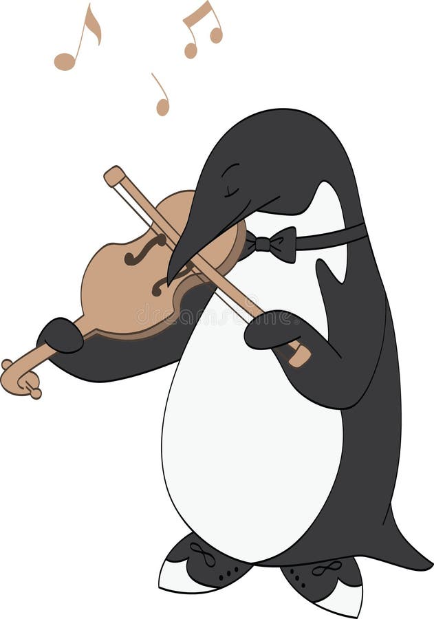 Penguin Loves Music stock vector. Illustration of notes - 27596335