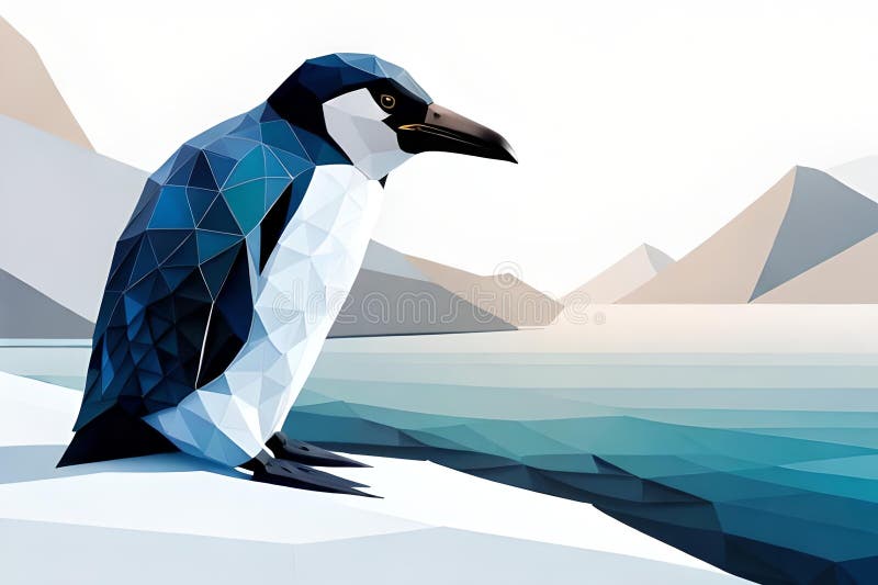 Penguin Low Polygon GenerativeAi Stock Illustration - Illustration of ...