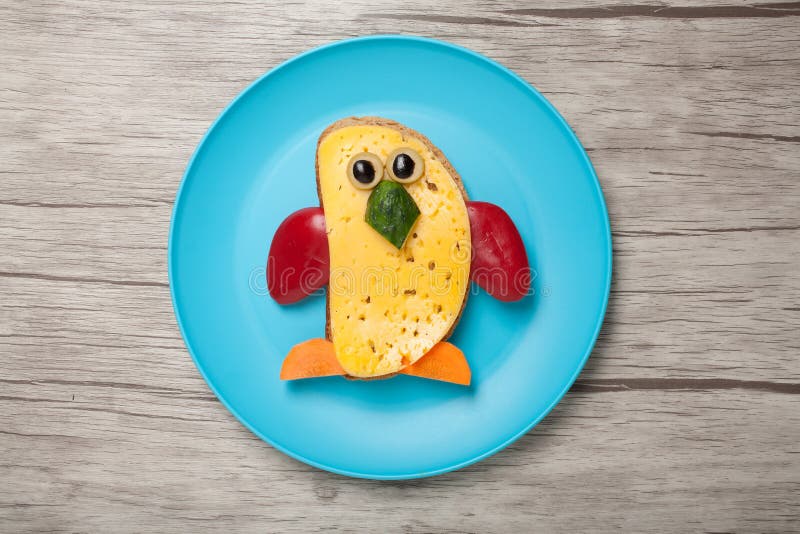 Penguin Made of Bread and Cheese Stock Image - Image of carrot, cook ...