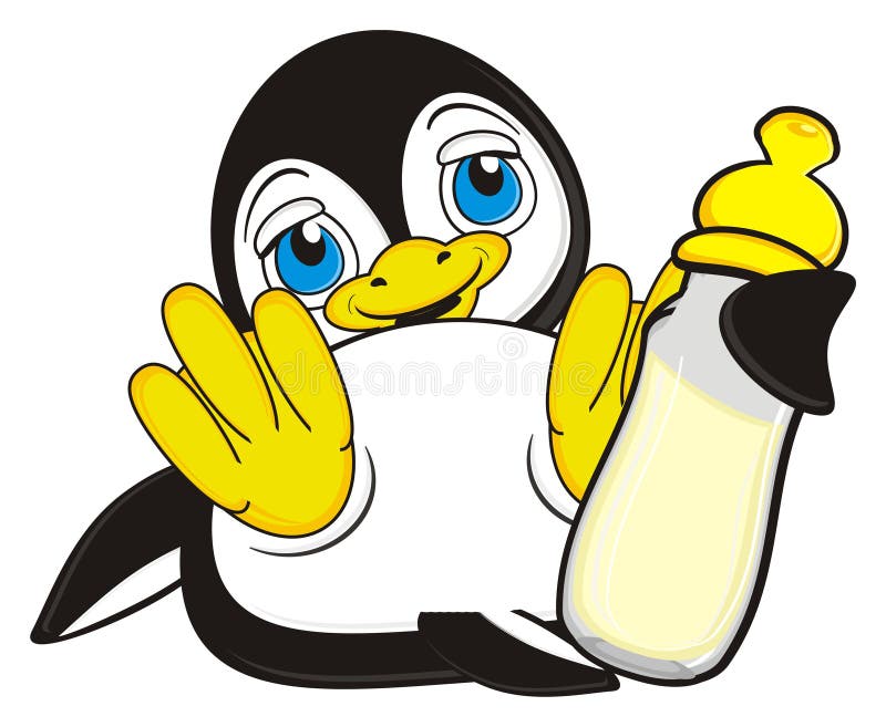 Penguin with a milk stock illustration. Illustration of background ...