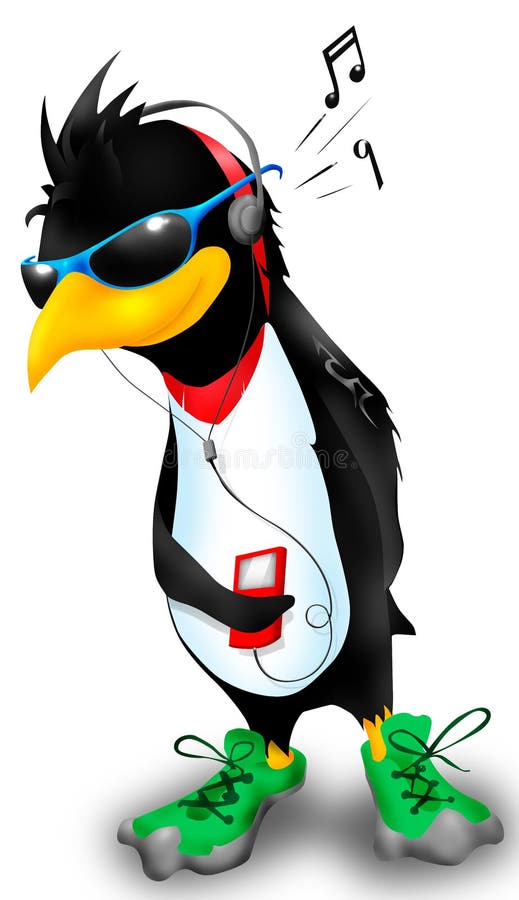 Penguin with music stock illustration. Illustration of amusing - 3964050