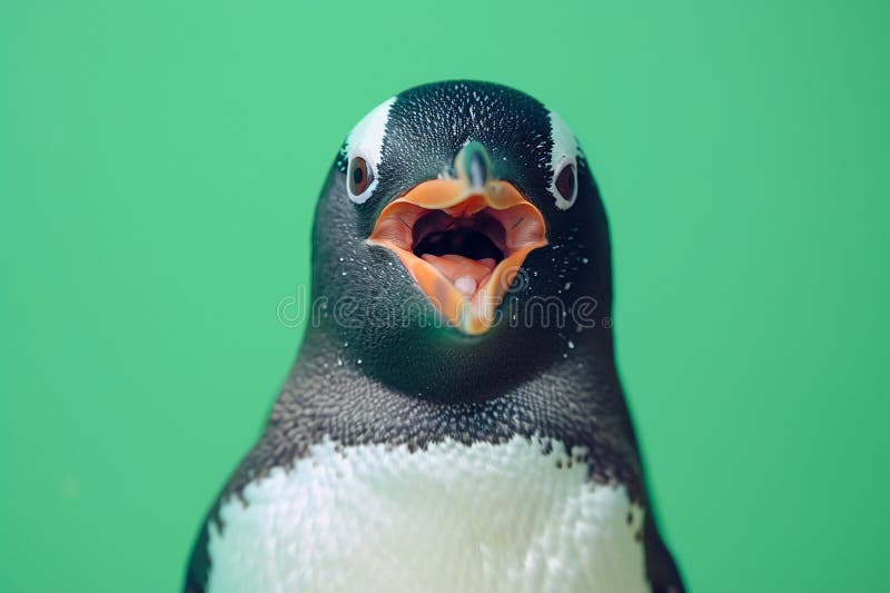 A Penguin with an Open Mouth and Orange Beak Stock Image - Image of ...