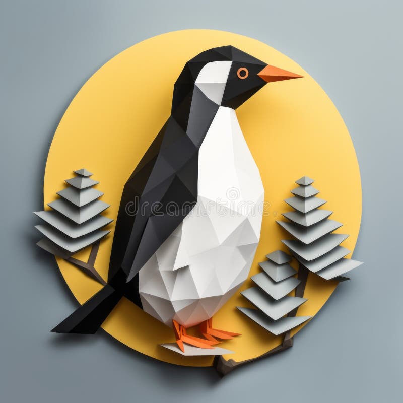 Eye-catching Penguin Paper Craft with Polygon Design Stock Illustration ...