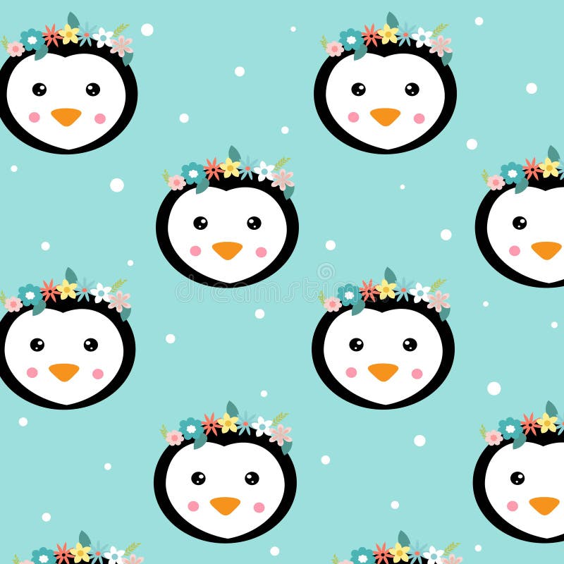 Penguin Pattern Vector Illustration Cartoon Vector Illustration ...