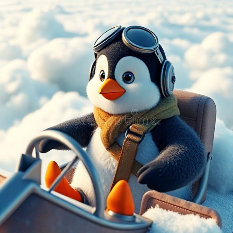 Penguin Pilot stock illustration. Illustration of pilot - 347676035