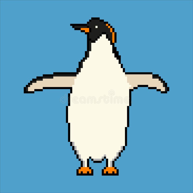 Penguin with pixel art stock vector. Illustration of species - 275576284