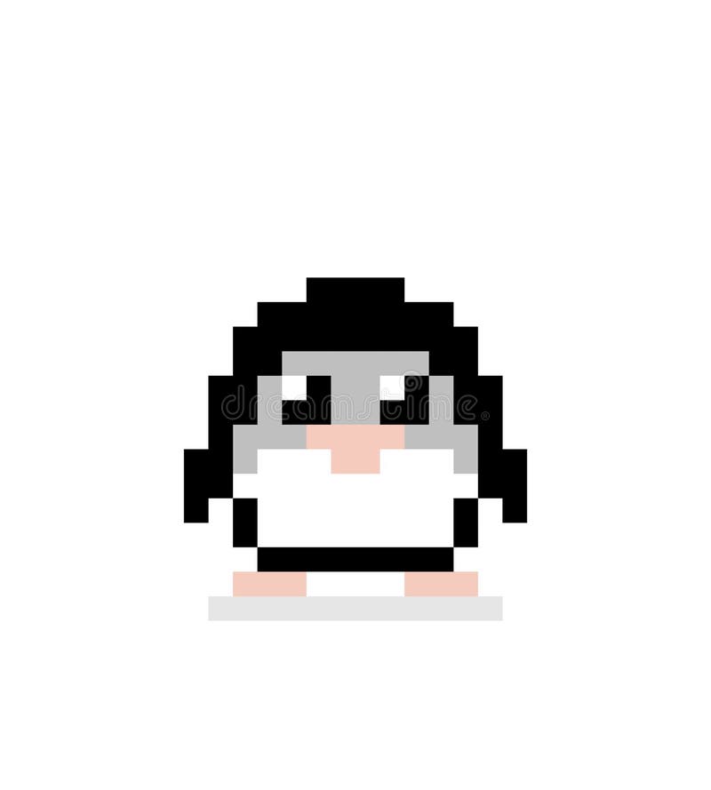 Penguin pixel image 8 bit stock illustration. Illustration of little ...