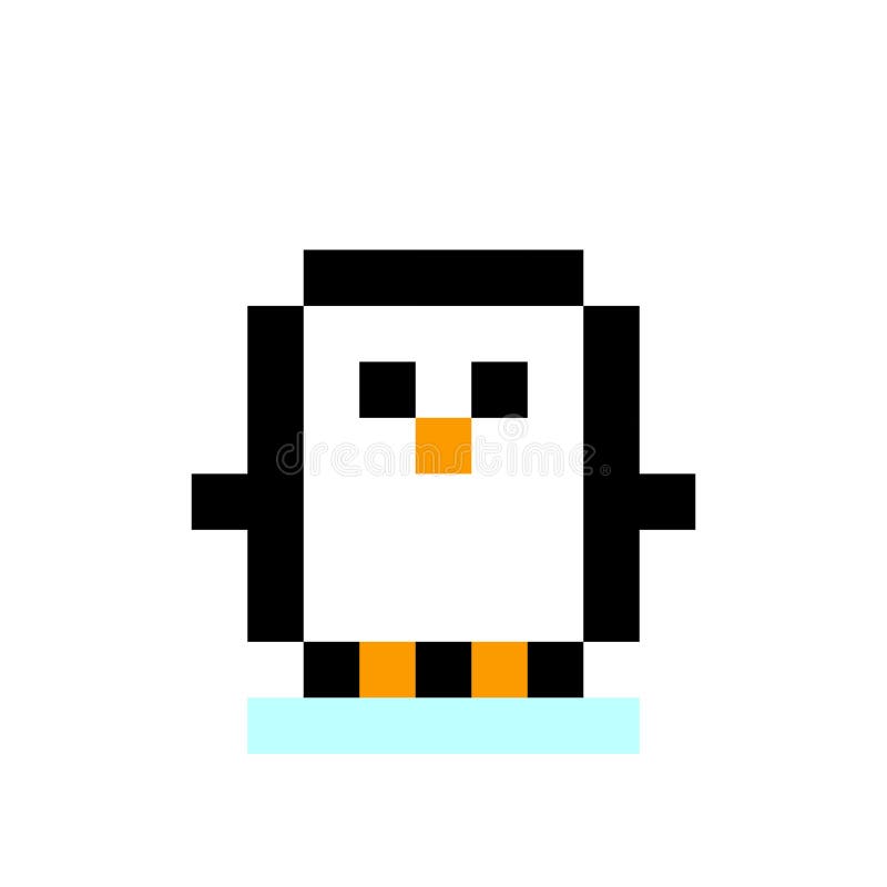 Penguin pixel image 8 bit stock illustration. Illustration of little ...