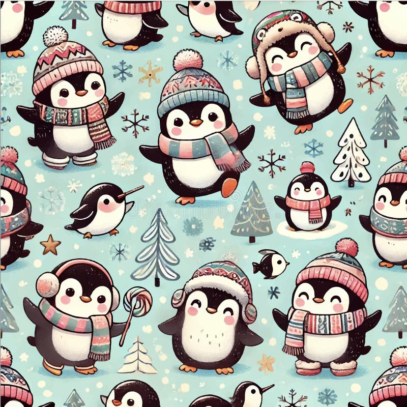 PENGUIN PRINT CUT DESIGN BACKGROUND in VECTOR Stock Illustration ...