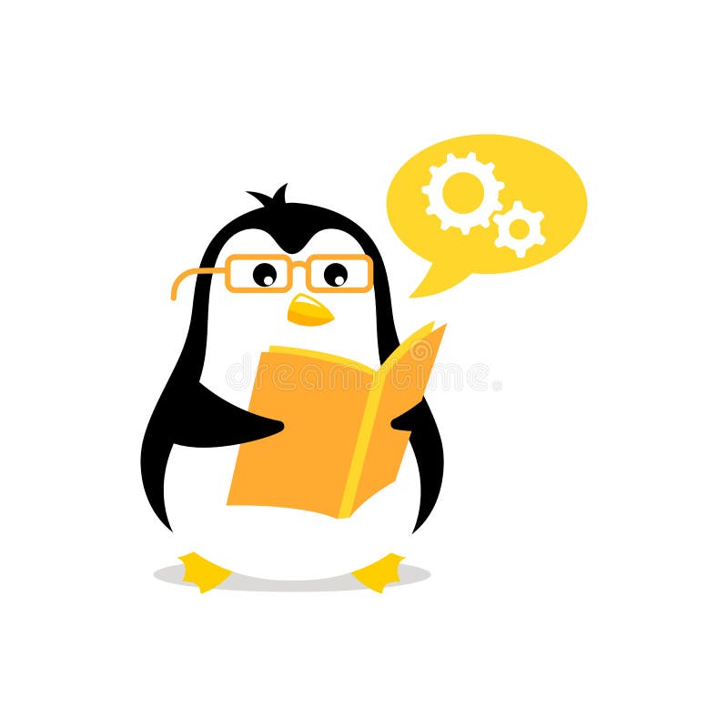 Penguin Reading Guide Book. Mascot Cartoon Vector Illustration Stock ...
