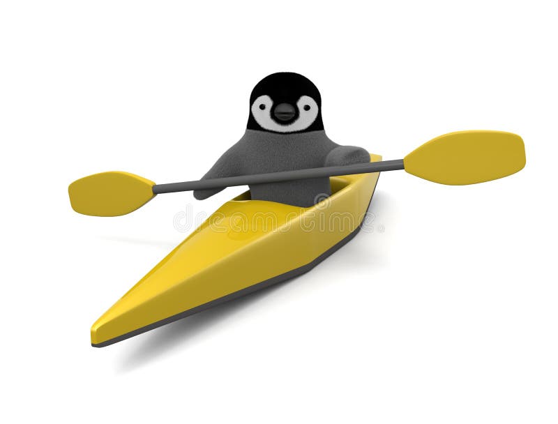 Penguin rowing a canoe stock illustration. Illustration of summer ...