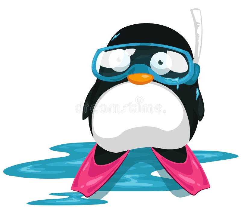 Penguin scuba diver stock illustration. Illustration of adventure ...