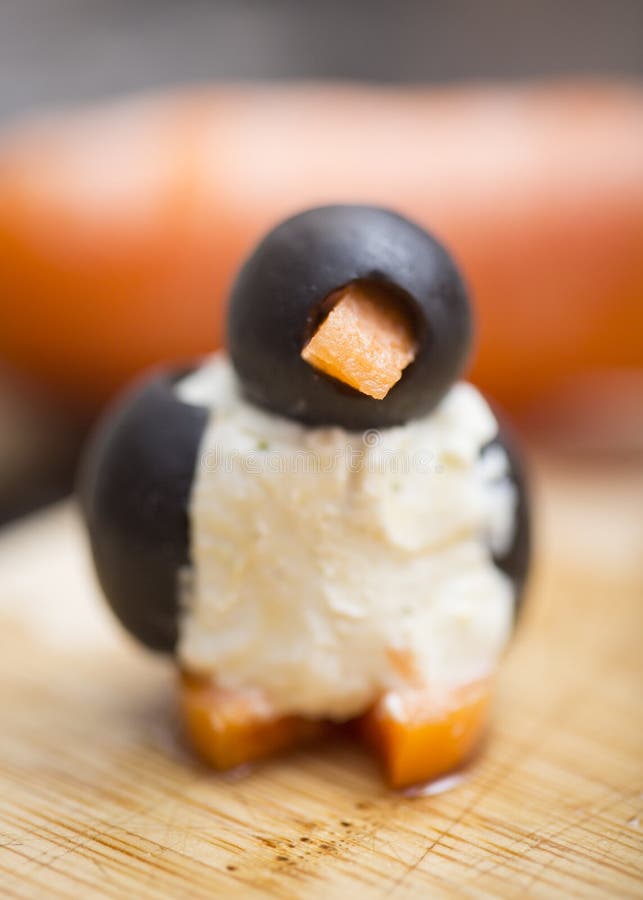 Penguin-shaped Olive Cheese Appetizers Stock Photo - Image of gourmet ...