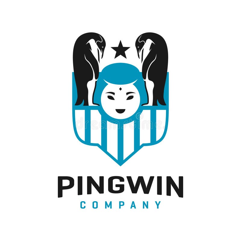 Penguin Shield Logo Design Template Stock Vector - Illustration of cute ...