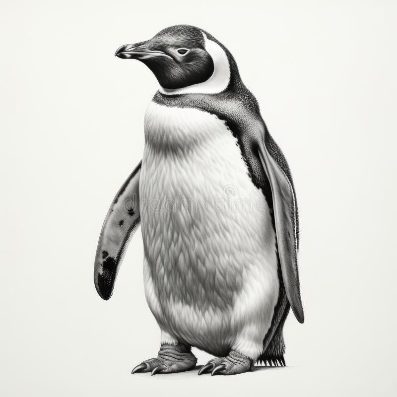 Realistic Penguin Coloring Page: Detailed Illustration of Penguin on ...