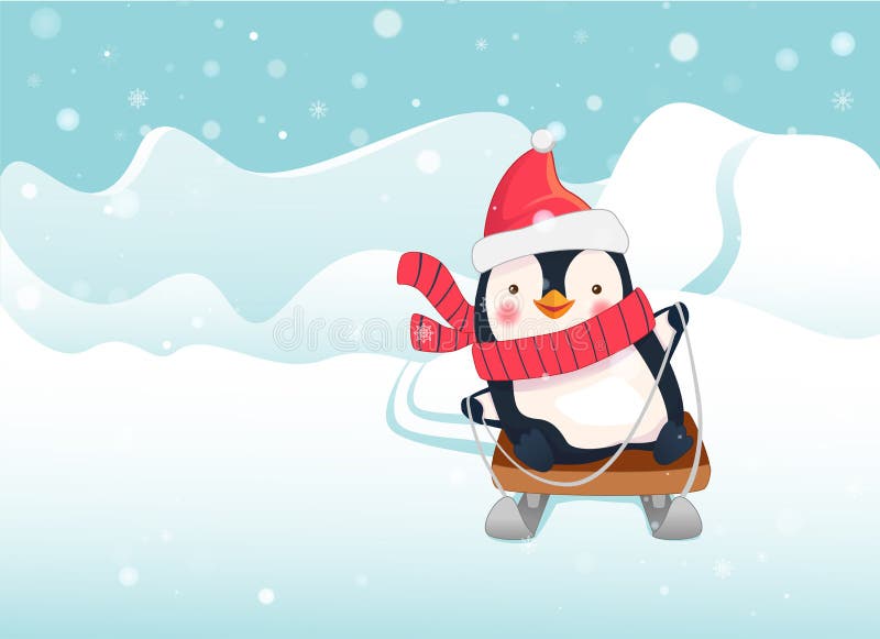 Penguin on sled stock vector. Illustration of white - 104652831
