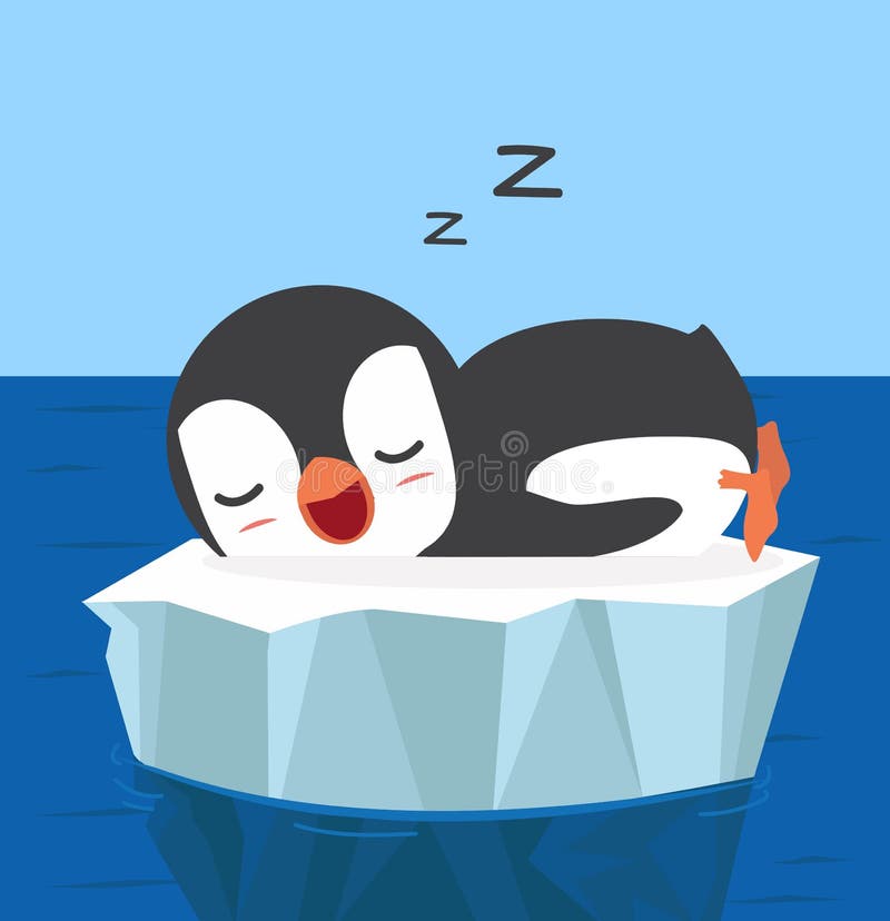 Penguin Sleep Cute Animal Head Funny Cartoon Stock Vector ...