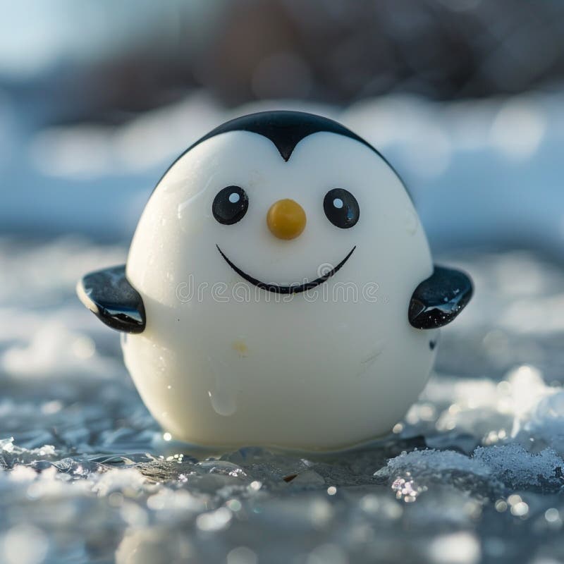 Penguin Sliding on Ice with a Smiley Face Stock Illustration ...