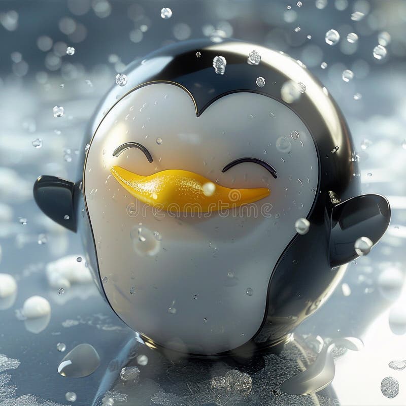 Penguin Sliding on Ice with a Smiley Face Stock Illustration ...