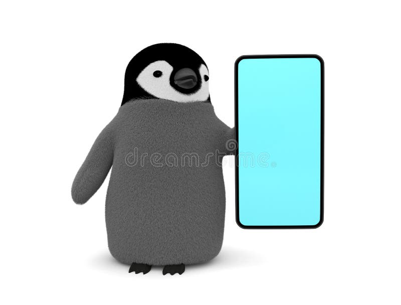 Penguin with a smartphone stock illustration. Illustration of device ...