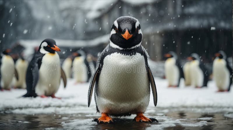 Penguin Snow Generative AI. Stock Illustration - Illustration of ...