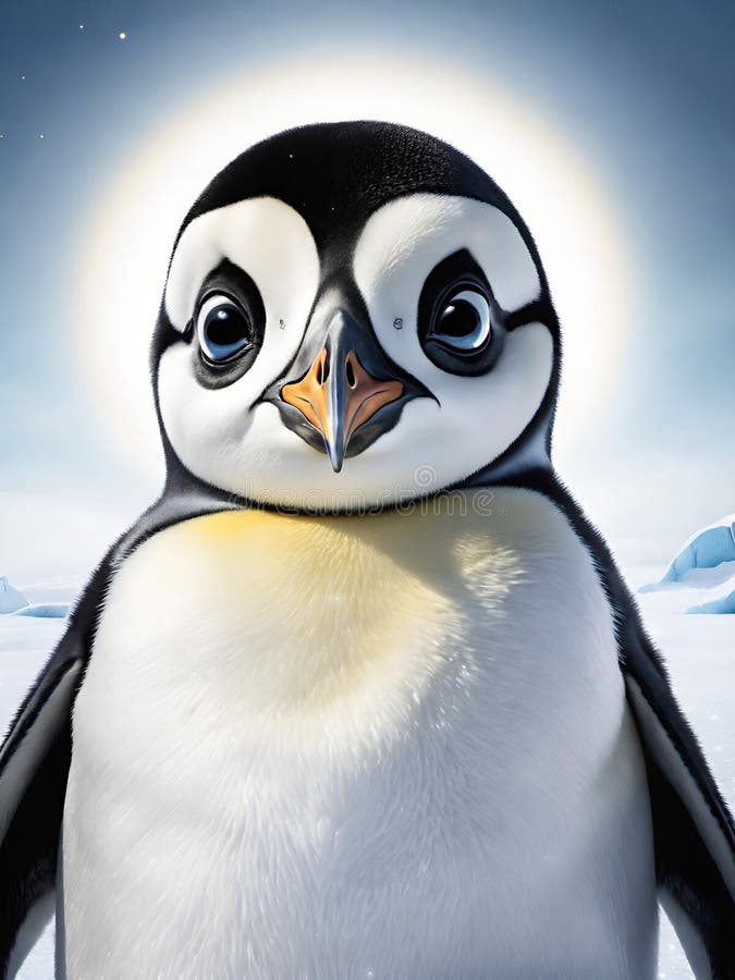 Penguin in the snow stock illustration. Illustration of baby - 313383183