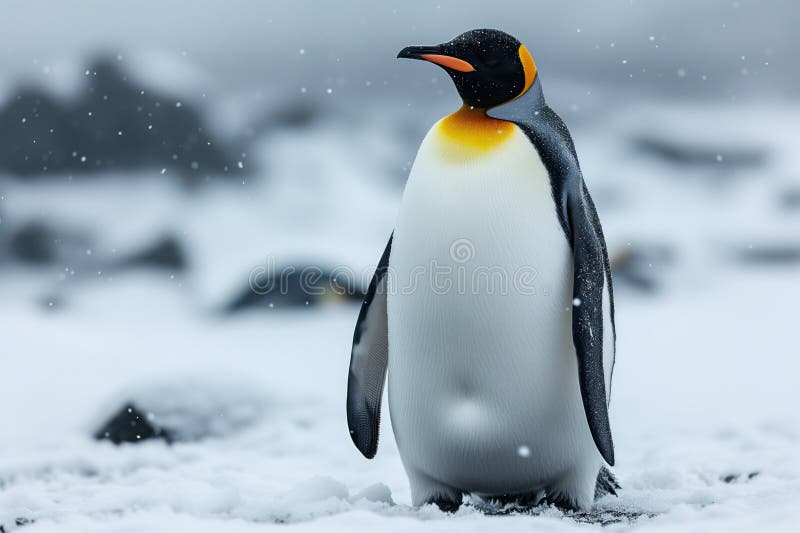 Penguin in the snow stock illustration. Illustration of animal - 306797922