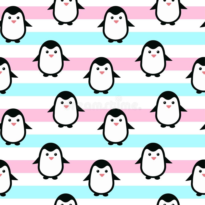 Penguin Specimen. Cute Characters, Repeating Pattern. Pastel Colors ...