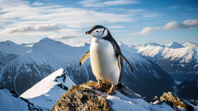 A Penguin Standing on a Rock Stock Illustration - Illustration of ...