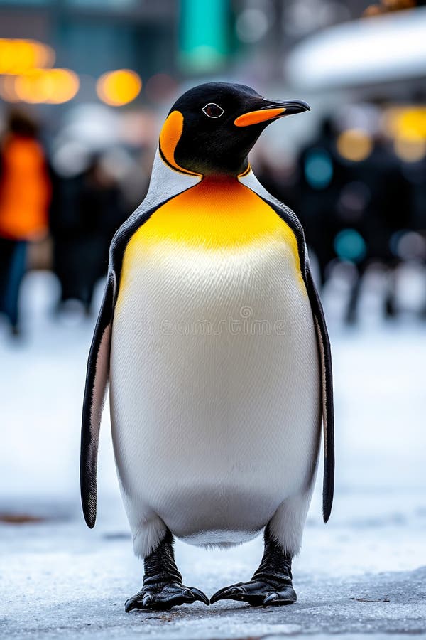 A Penguin Standing on a Snow Covered Ground Stock Image - Image of ...