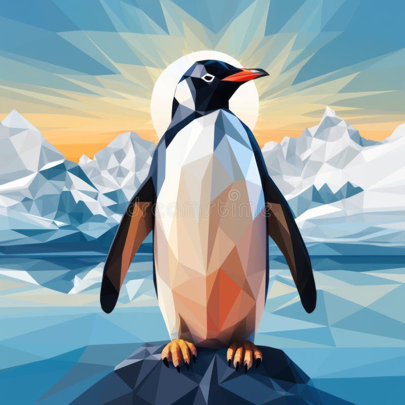 Low Poly Penguin - Stylized Digital Art Stock Illustration ...