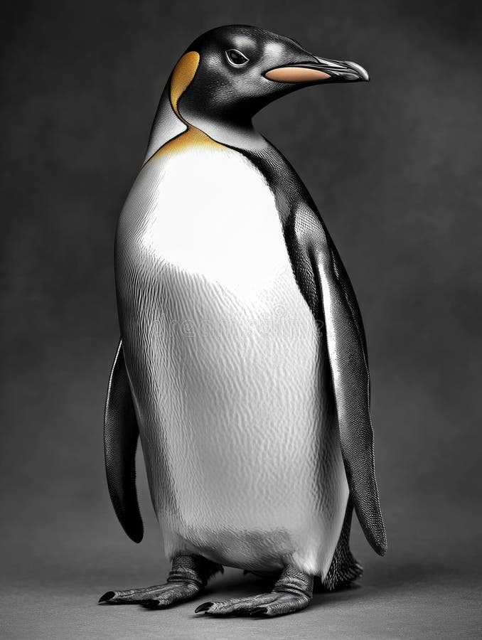 Penguin Statue Against Gray Backdrop Stock Photo - Image of sculpture ...
