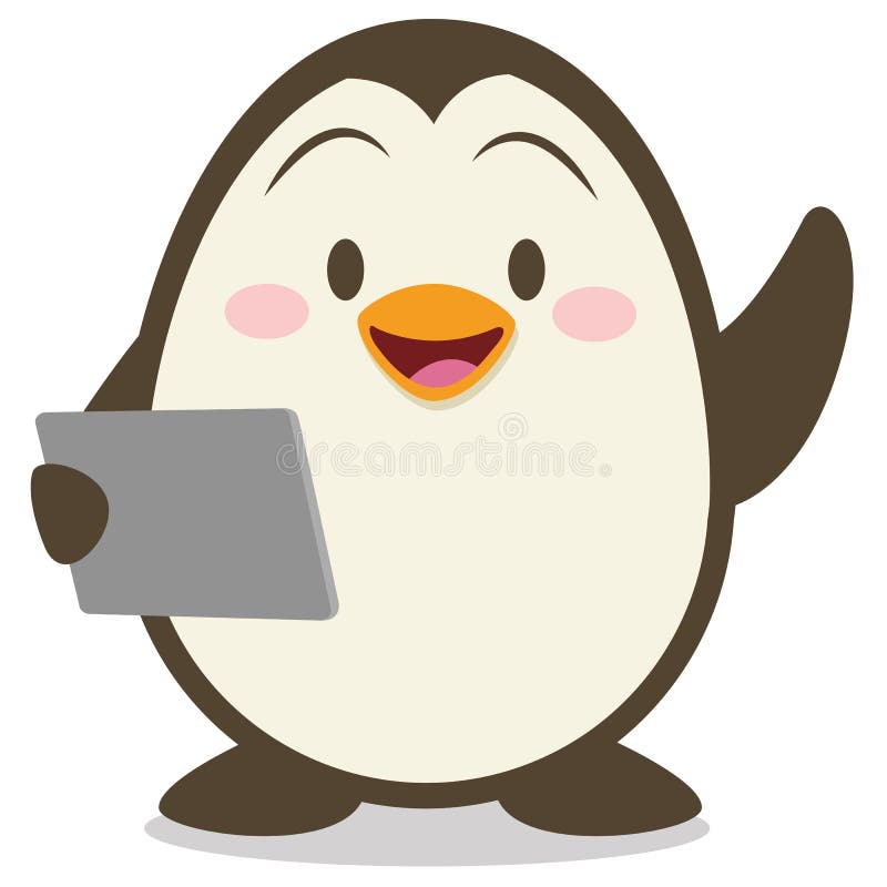 3d Penguin with Tablet and Touch Phones Concept Stock Illustration ...
