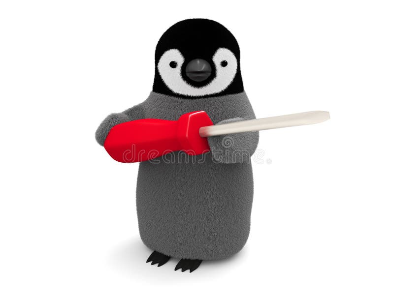 Penguin with tools stock illustration. Illustration of cartoon - 220363157