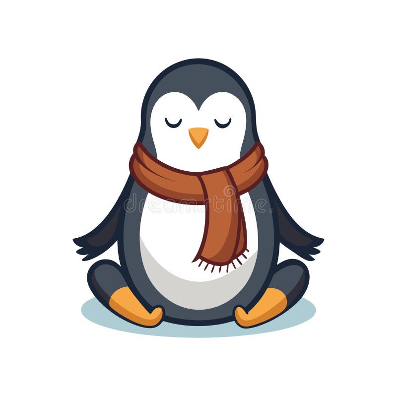 Penguin in a Tranquil Meditation Pose Stock Photo - Illustration of ...